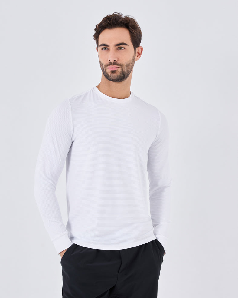 Mens Hybrid Active Long Sleeve Top Style White – LC USA