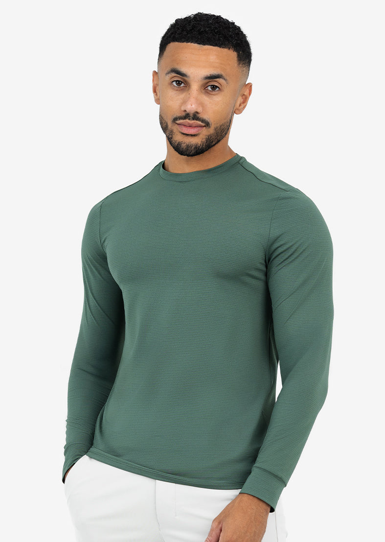 Mens Hybrid Active Long Sleeve Top Style Khaki Green – LC USA