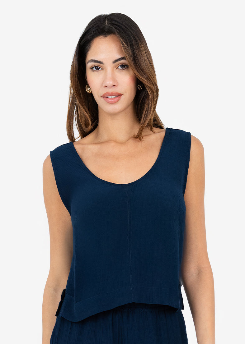 Plisse Tank Midnight Navy – LC USA