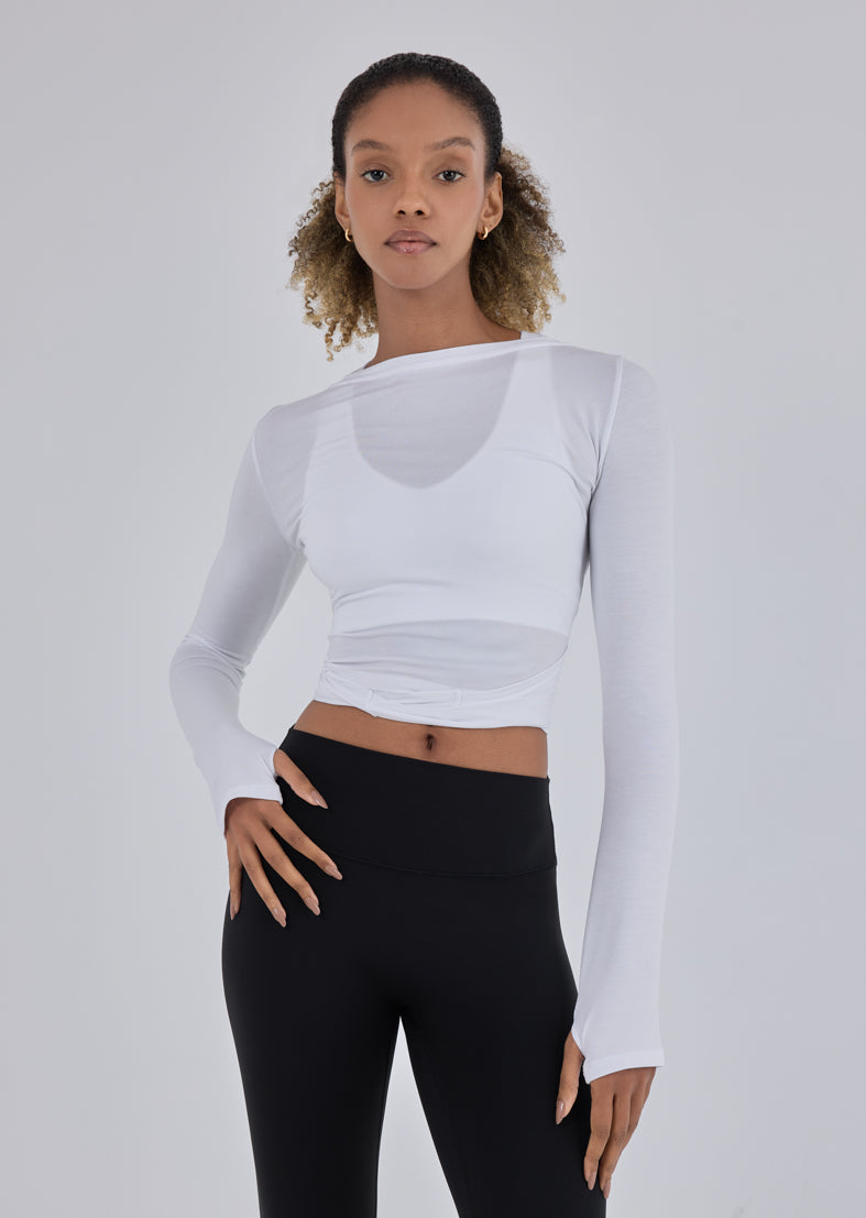 Women’s Aloe Wrap Top White – LC USA